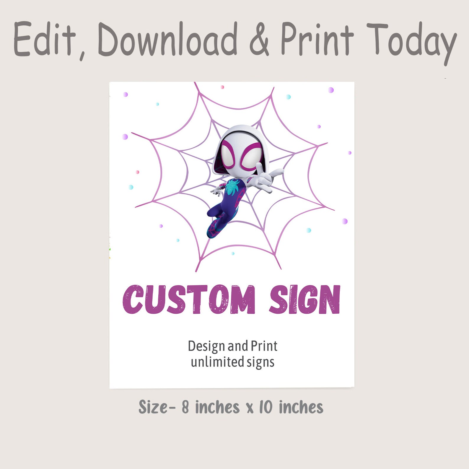 Ghost Spider Custom Sign Ghost Spider Party Signs Ghost Spider Birthday ...