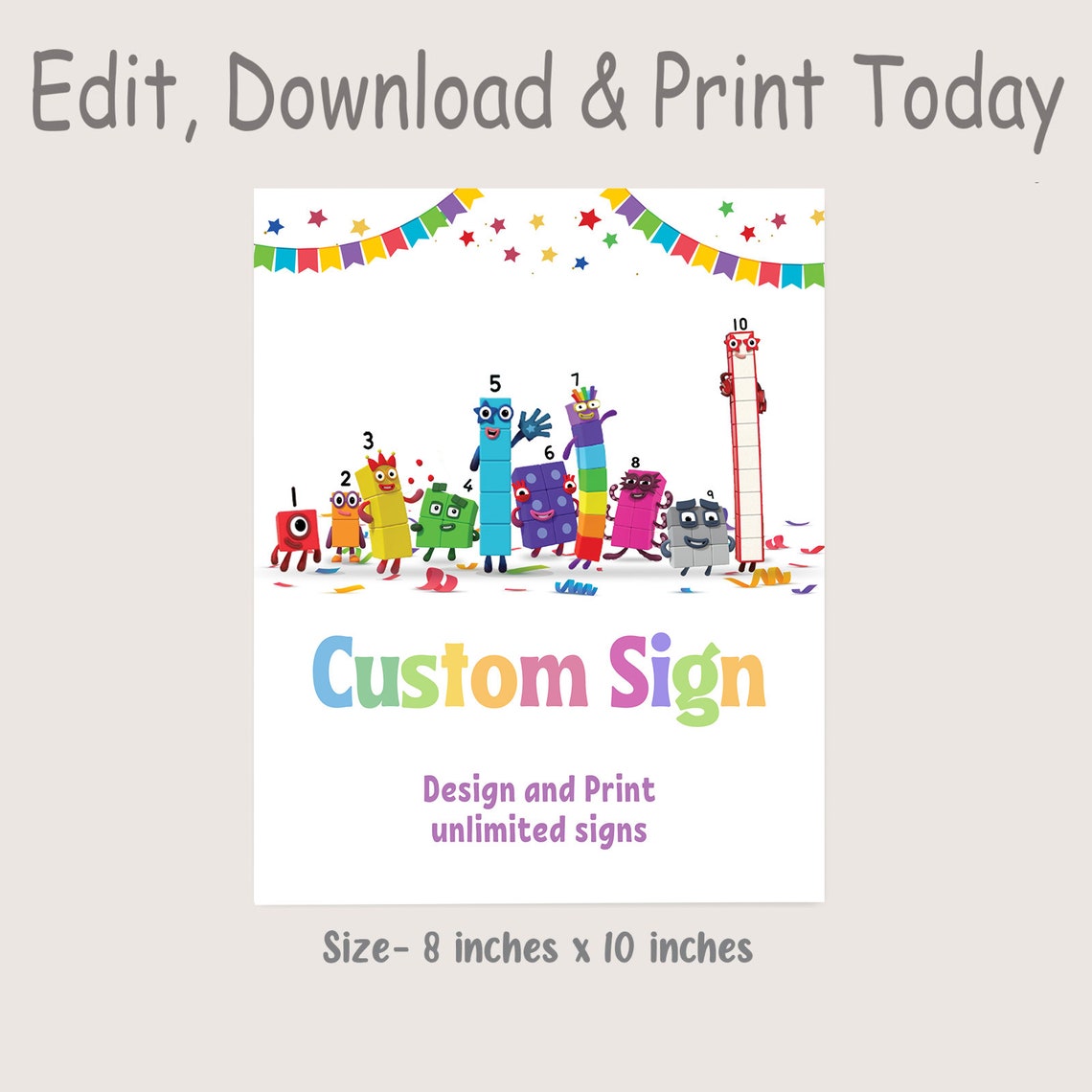 Numberblocks Custom Sign Numberblocks Party Signs Number Blocks ...