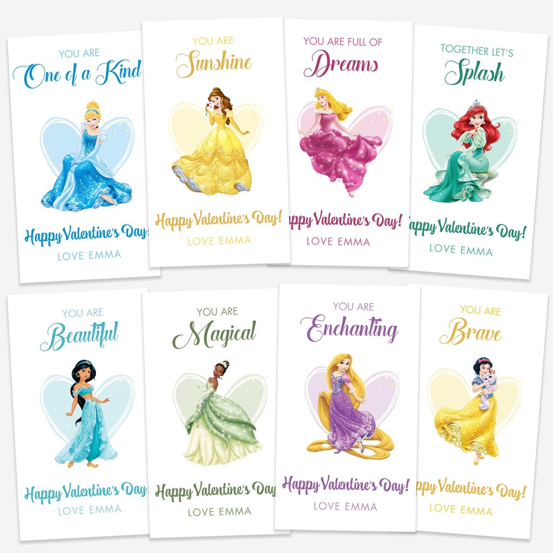 Princess Valentine Day Card Princesses Valentine's Day Cards Princesses ...