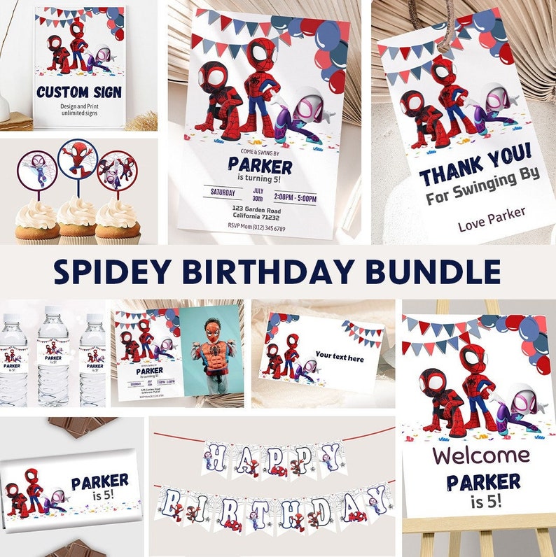 Spidey and His Amazing Friends Birthday Invitation Bundle Spidey ...