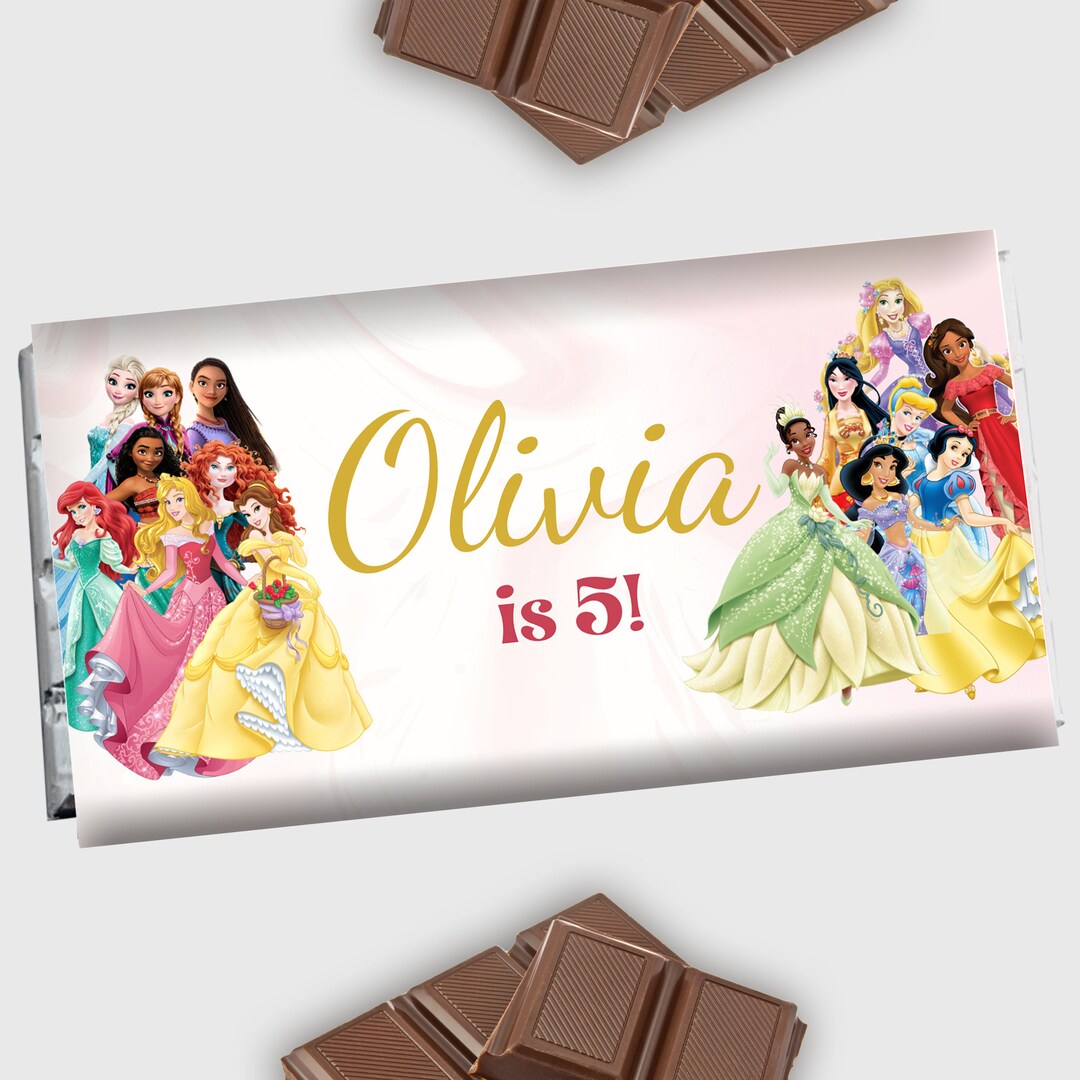 Princess Chocolate Label Princess Candy Bar Wrapper Princesses Birthday ...