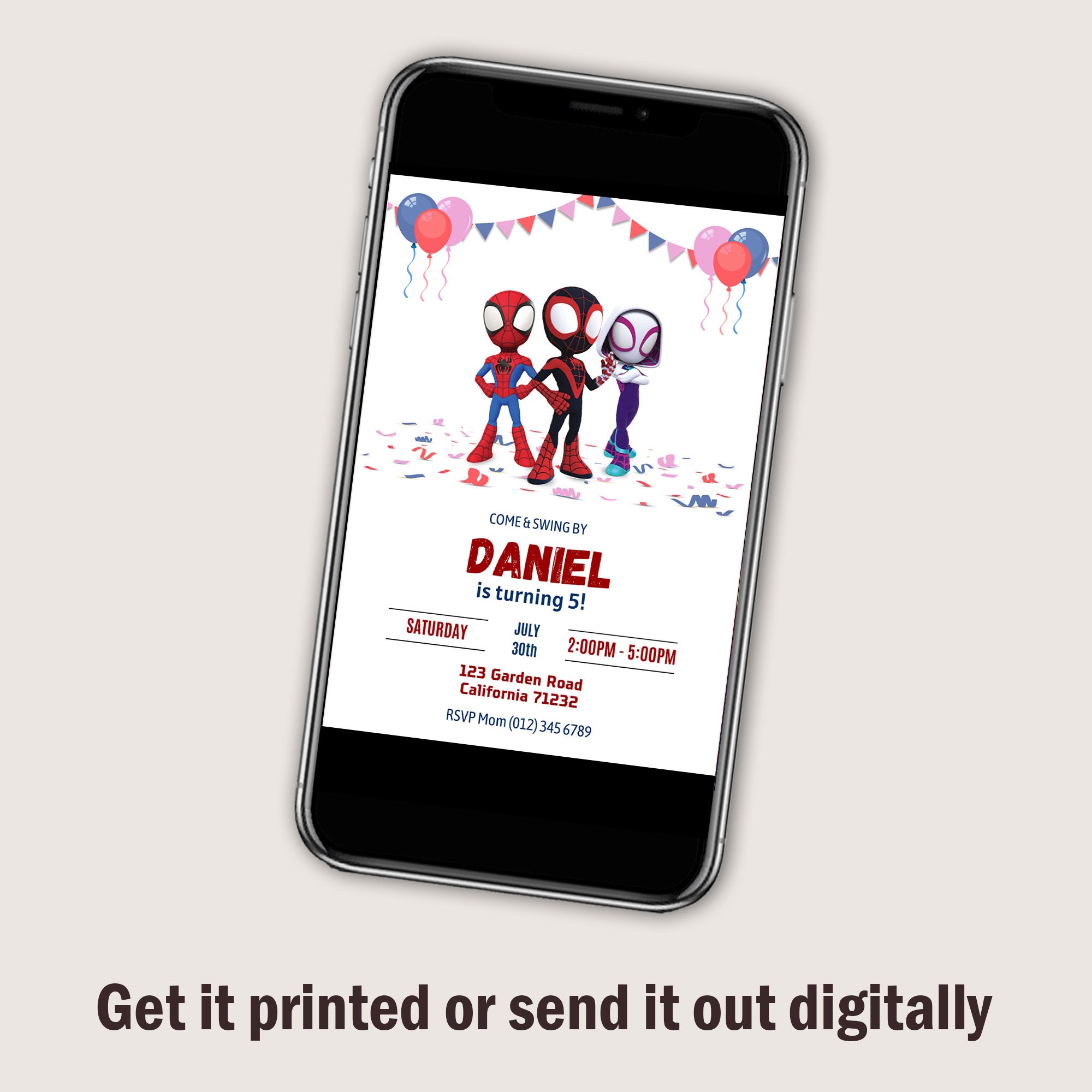 Spin Birthday Invitation Spidey and His Amazing Friends Birthday Invite ...