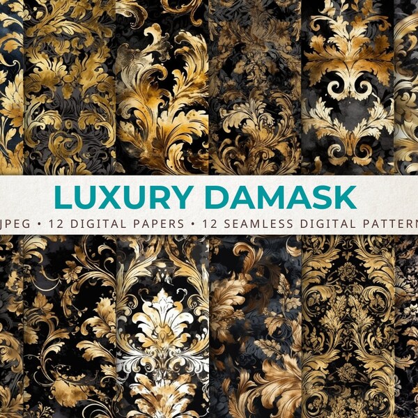 Damask Digital Papers - Etsy