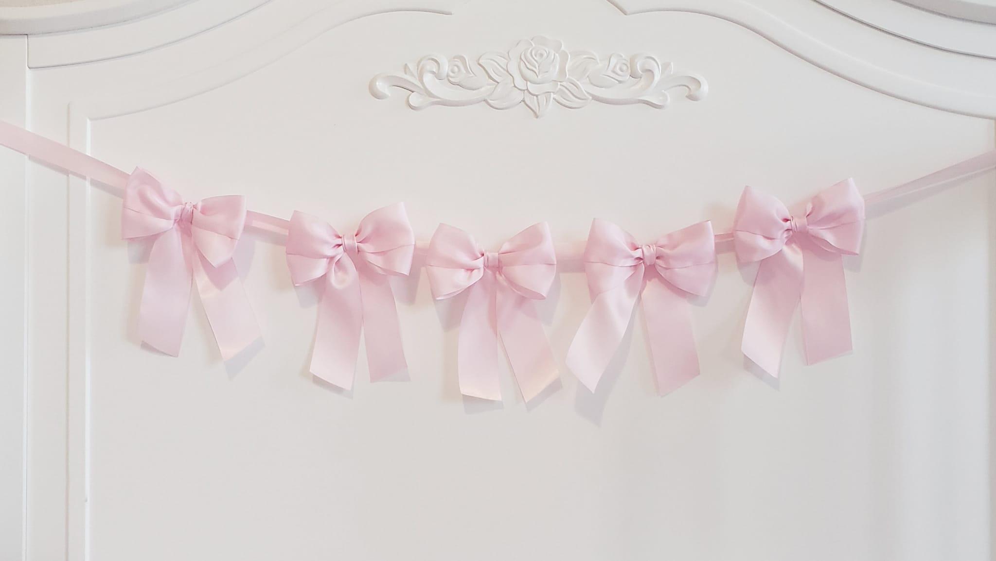 Pink Ribbon Bows Garland: Coquette Birthday Crib Decor - Etsy
