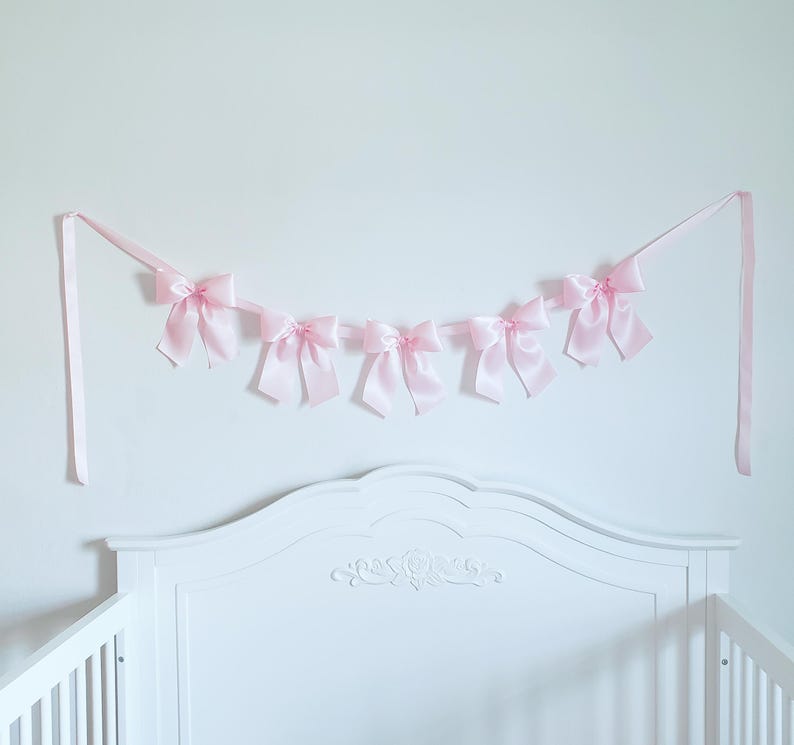 Pink Ribbon Bows Garland: Coquette Birthday Crib Decor - Etsy
