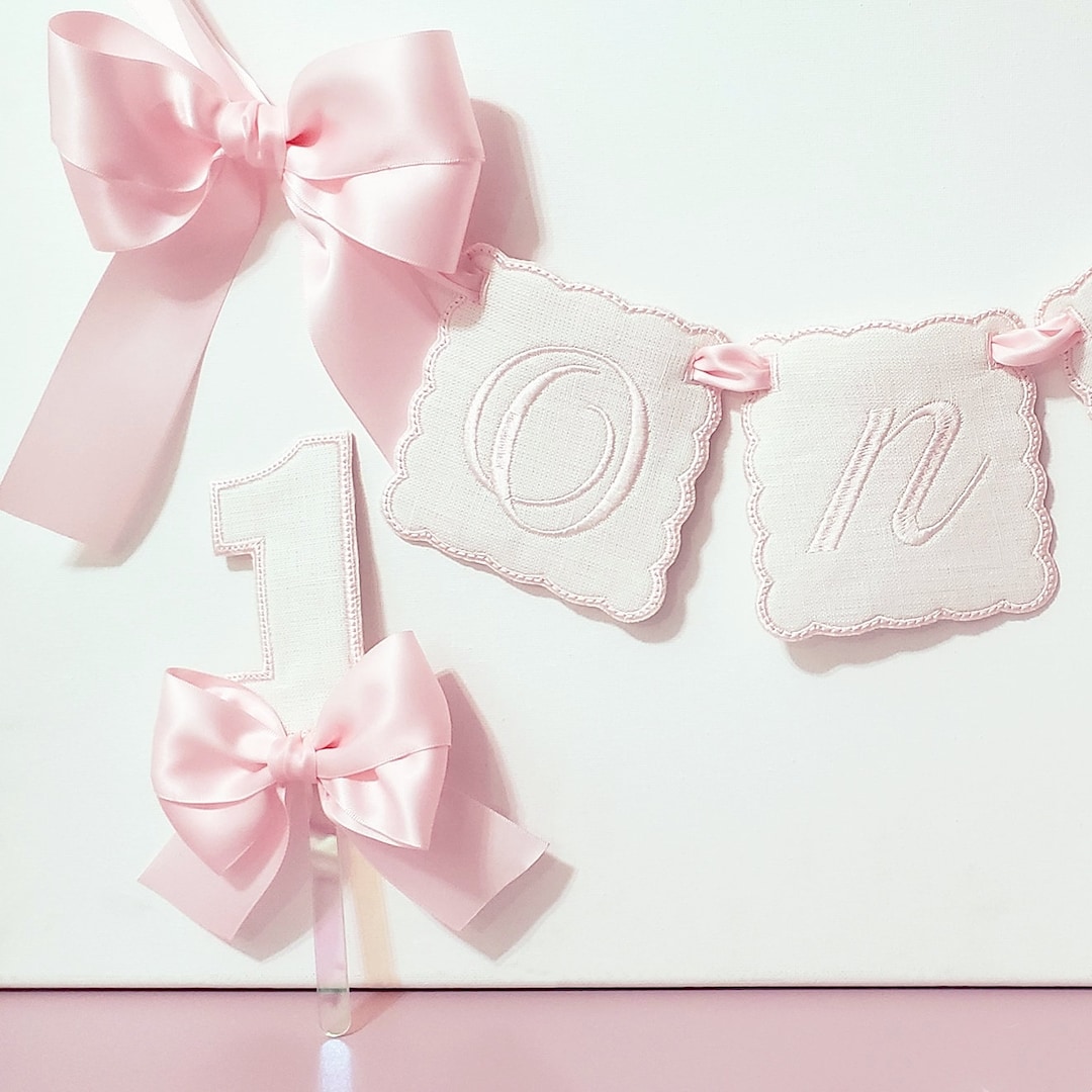 Bow Cake Topper/ 1 Cake Topper/ Custom Made Embroidery Cake Topper to ...