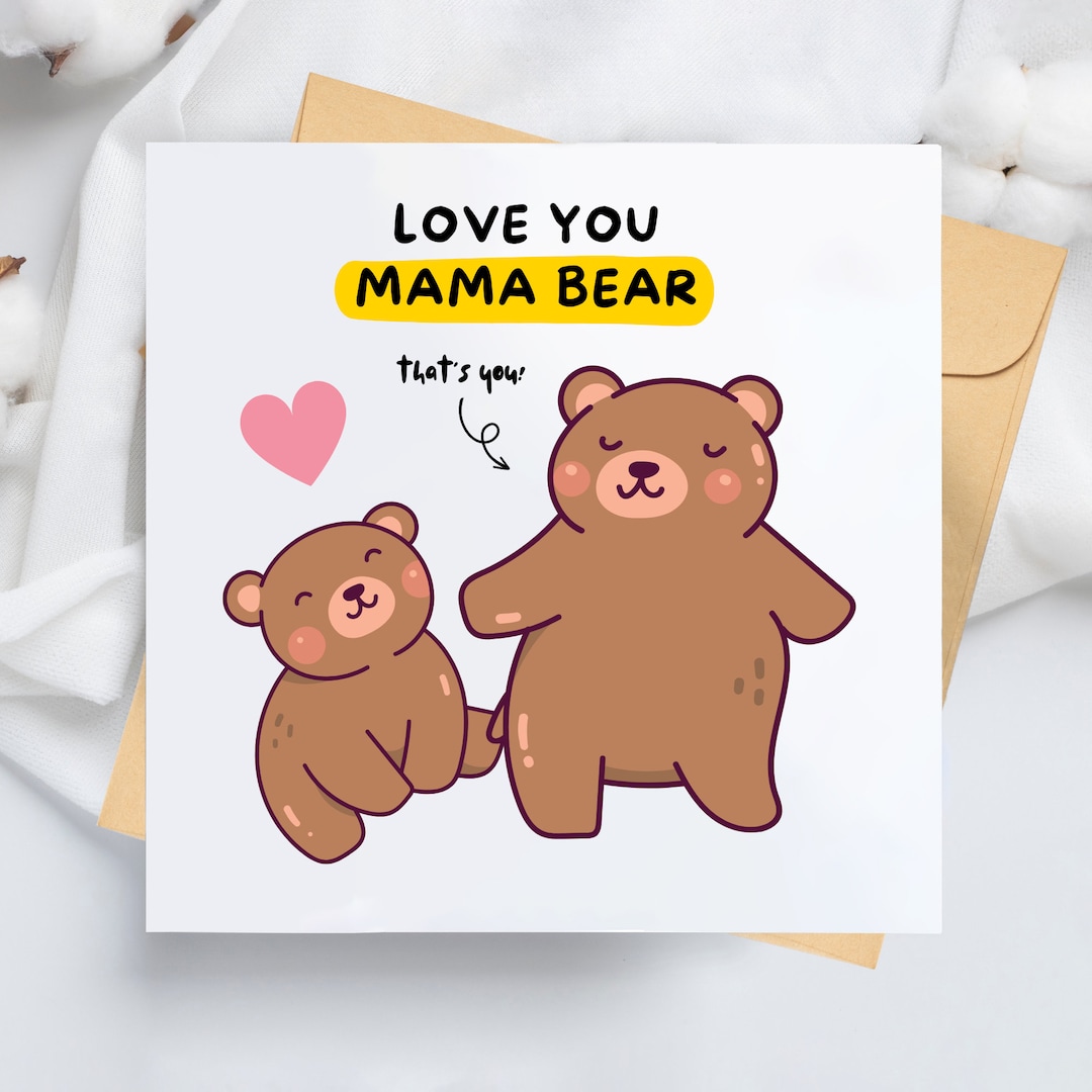 Birthday Card for Mom Love You Mom Mama Bear - Etsy