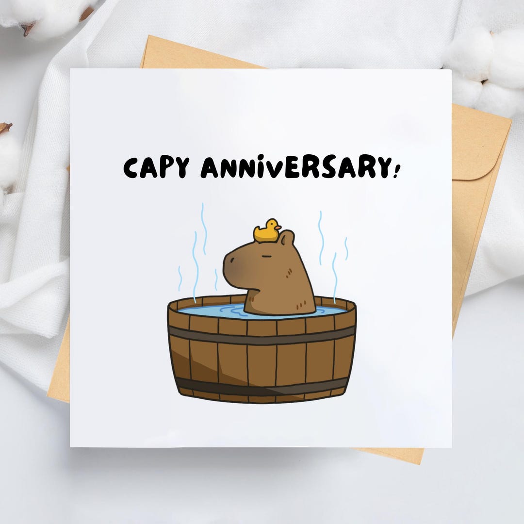 Capybara Happy Anniversary Card | Anniversary Card | Punny Anniversary ...