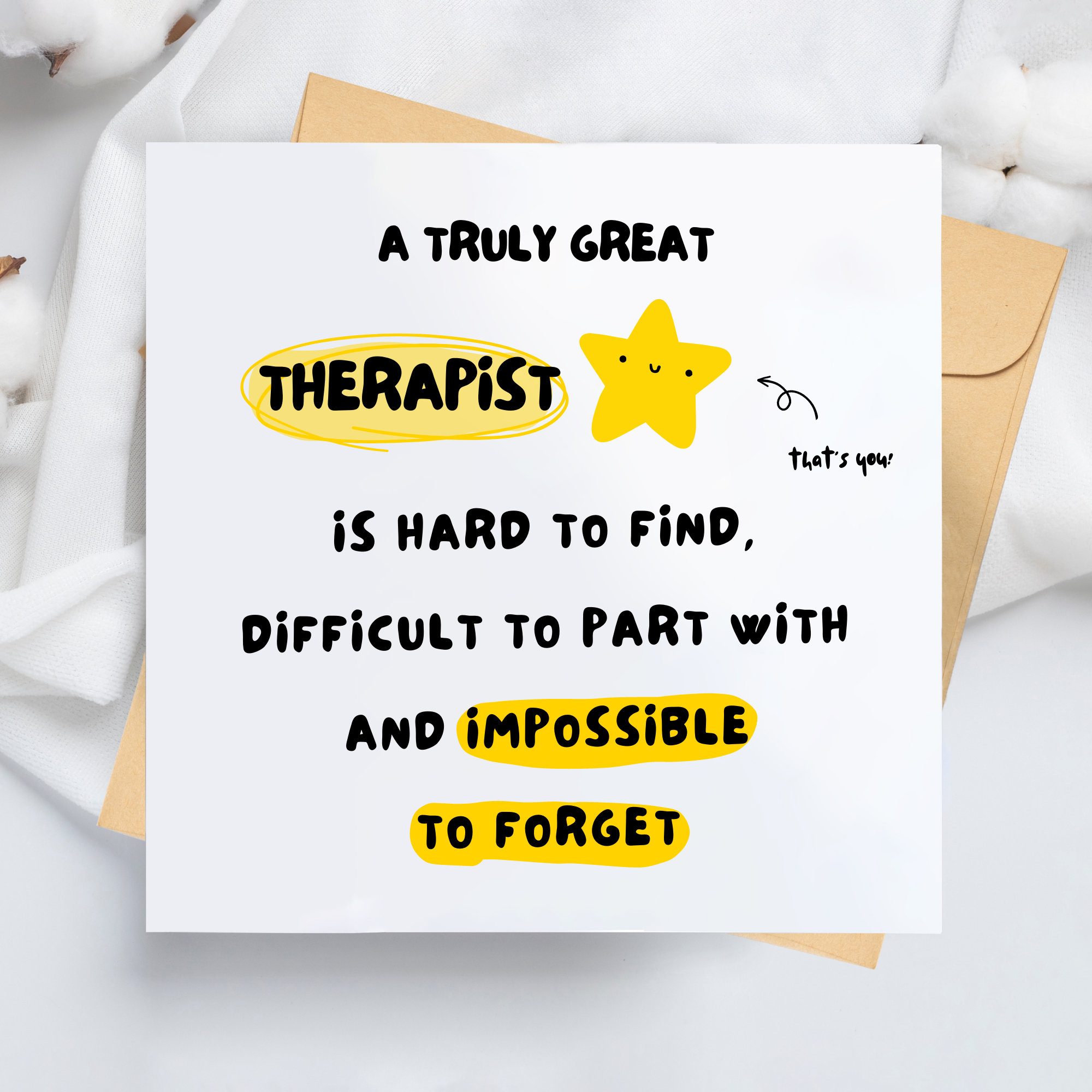 A Truly Great Therapist is Hard to Find Thank You Card, for Therapist ...