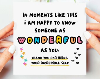 Thank You for Being Your Incredible Self Card Thank You Card, Birthday ...