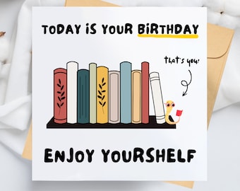 Book Birthday Card, Book Lover Birthday Greeting Card, Literary ...