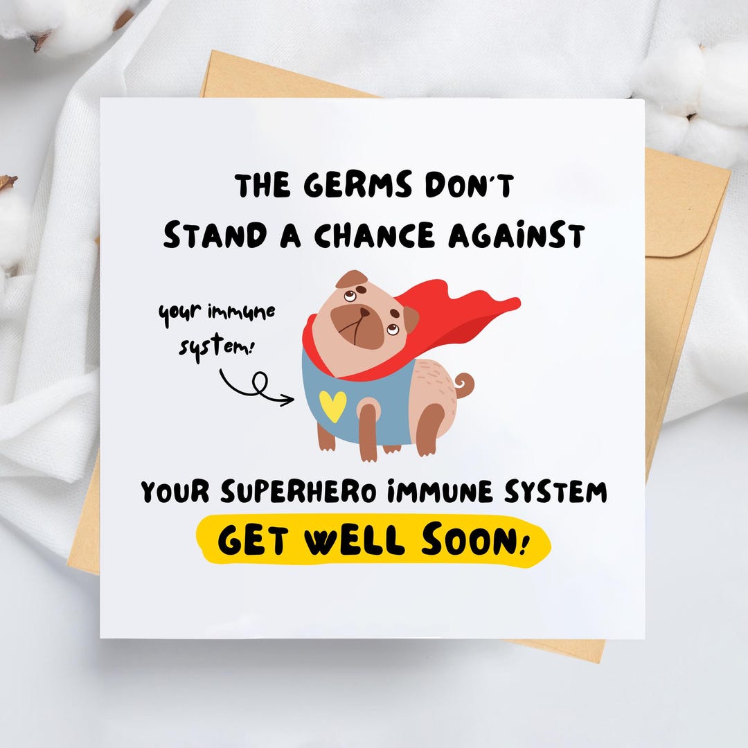 Superhero Immune System, Get Well Soon, Funny Get Well Soon Card ...
