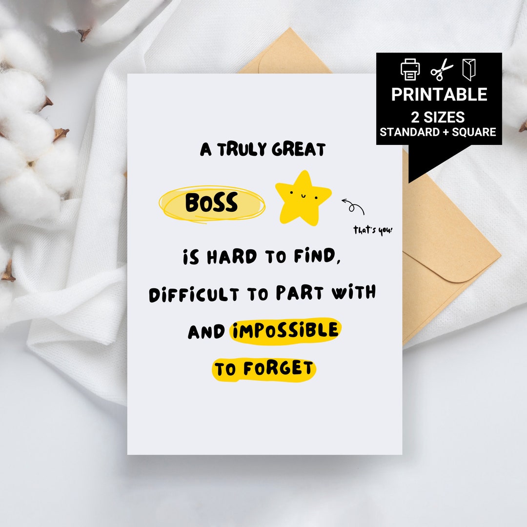 Printable Thank You Card for Boss - Truly Great Boss, Printable Thank ...