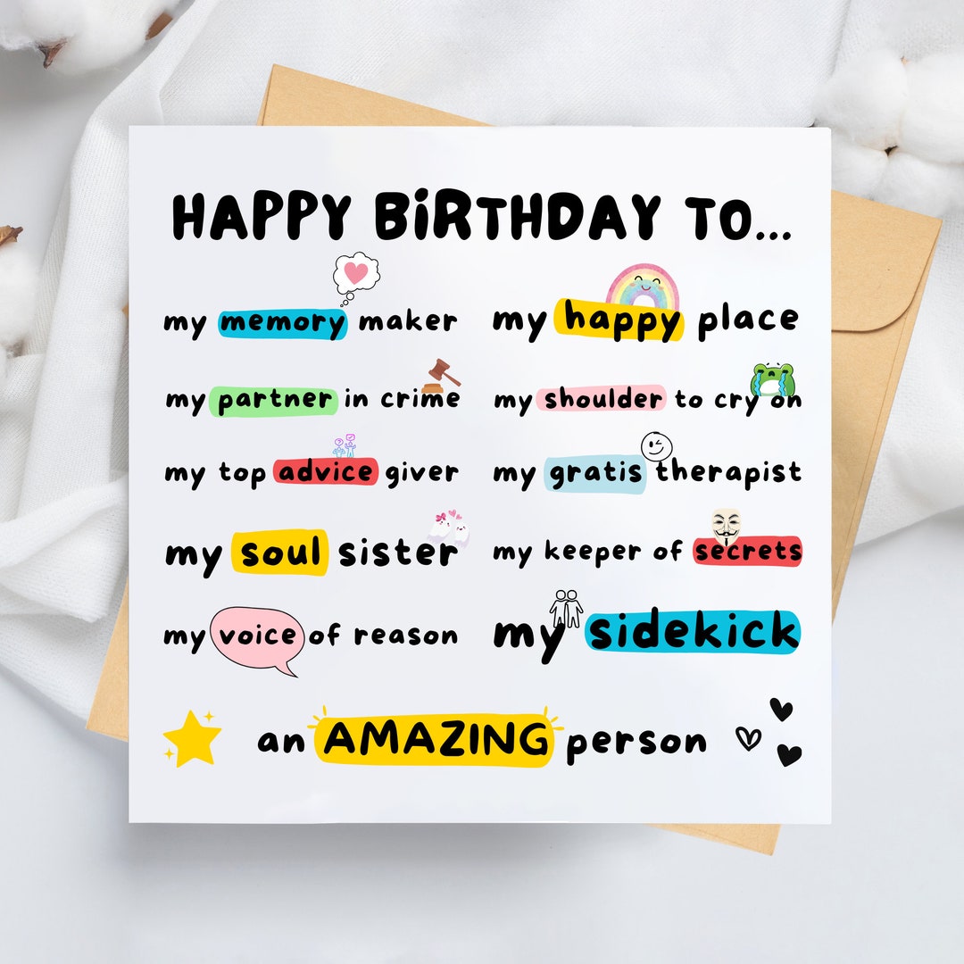 My Bestie Birthday Card - My Sidekick, My Happy Place, My Partner in ...
