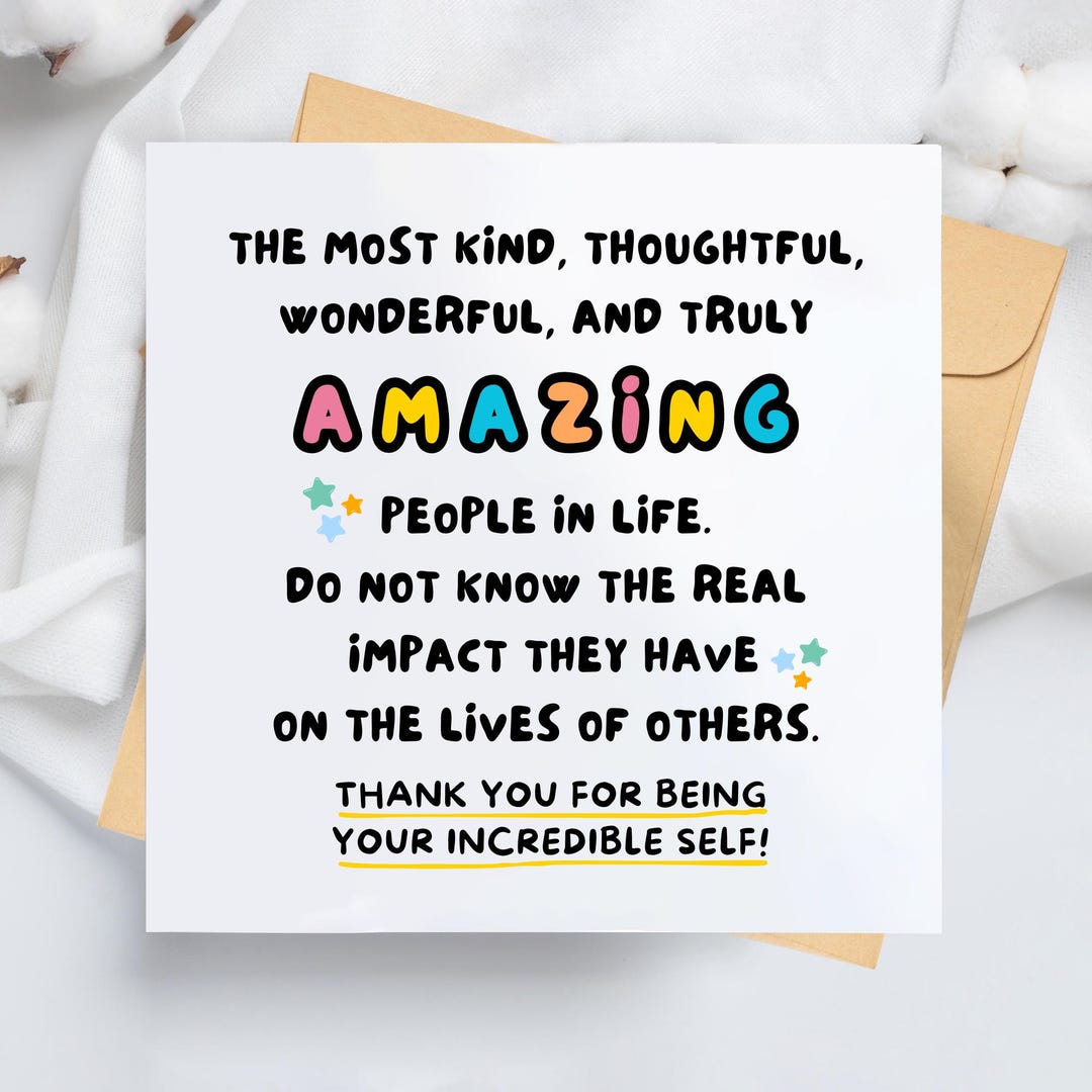 Thank You Card, Friend Thank You Card, Thank You for Being Amazing ...