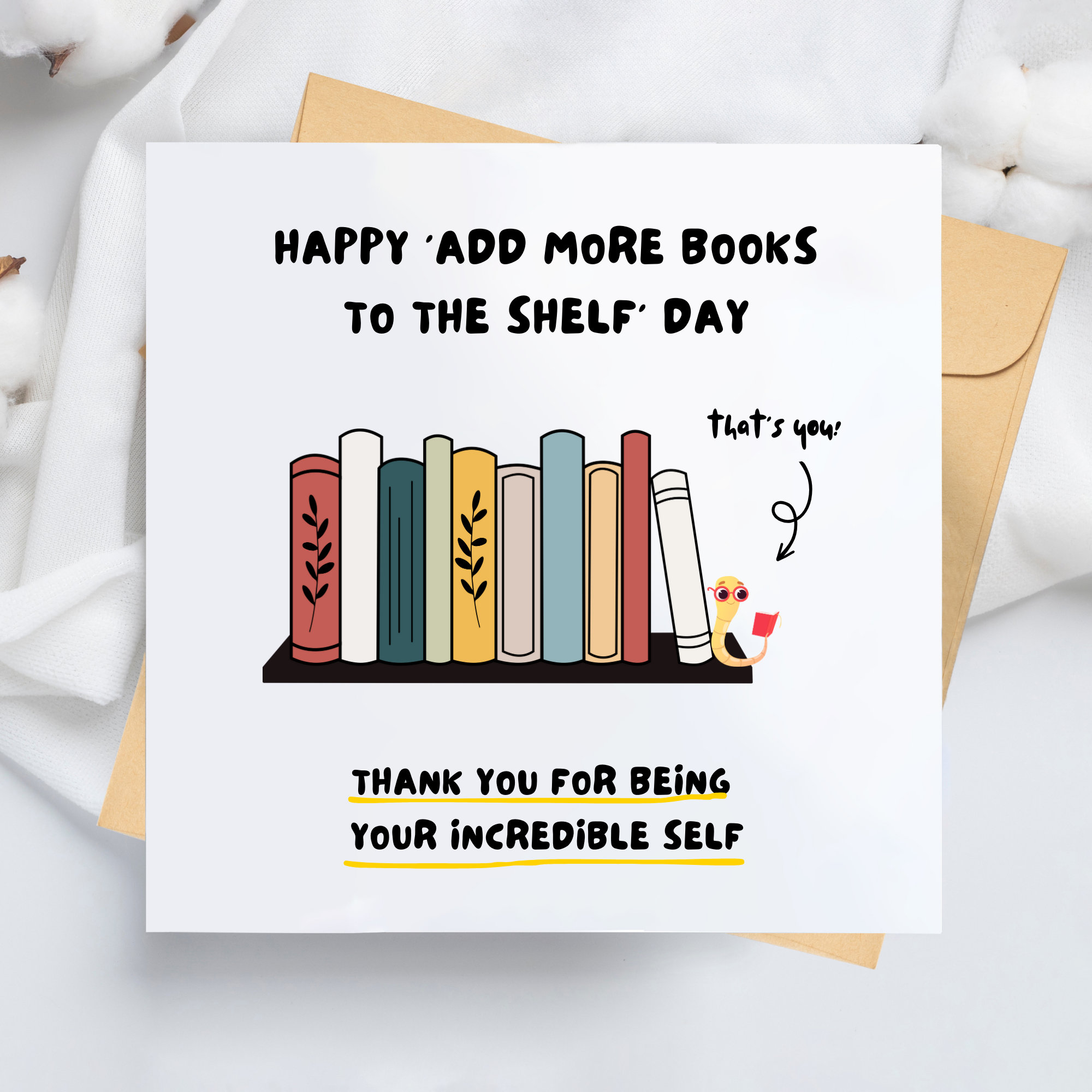 Happy add More Books to the Shelf Day Card, Birthday Book Card, Book ...