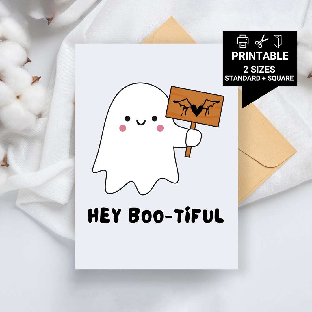 Printable Halloween Card Hey Boo-tiful Halloween Card for Partner ...
