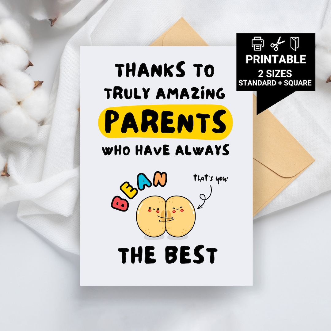 Printable Thank You Card for Parents - Truly Amazing Parents, Funny ...