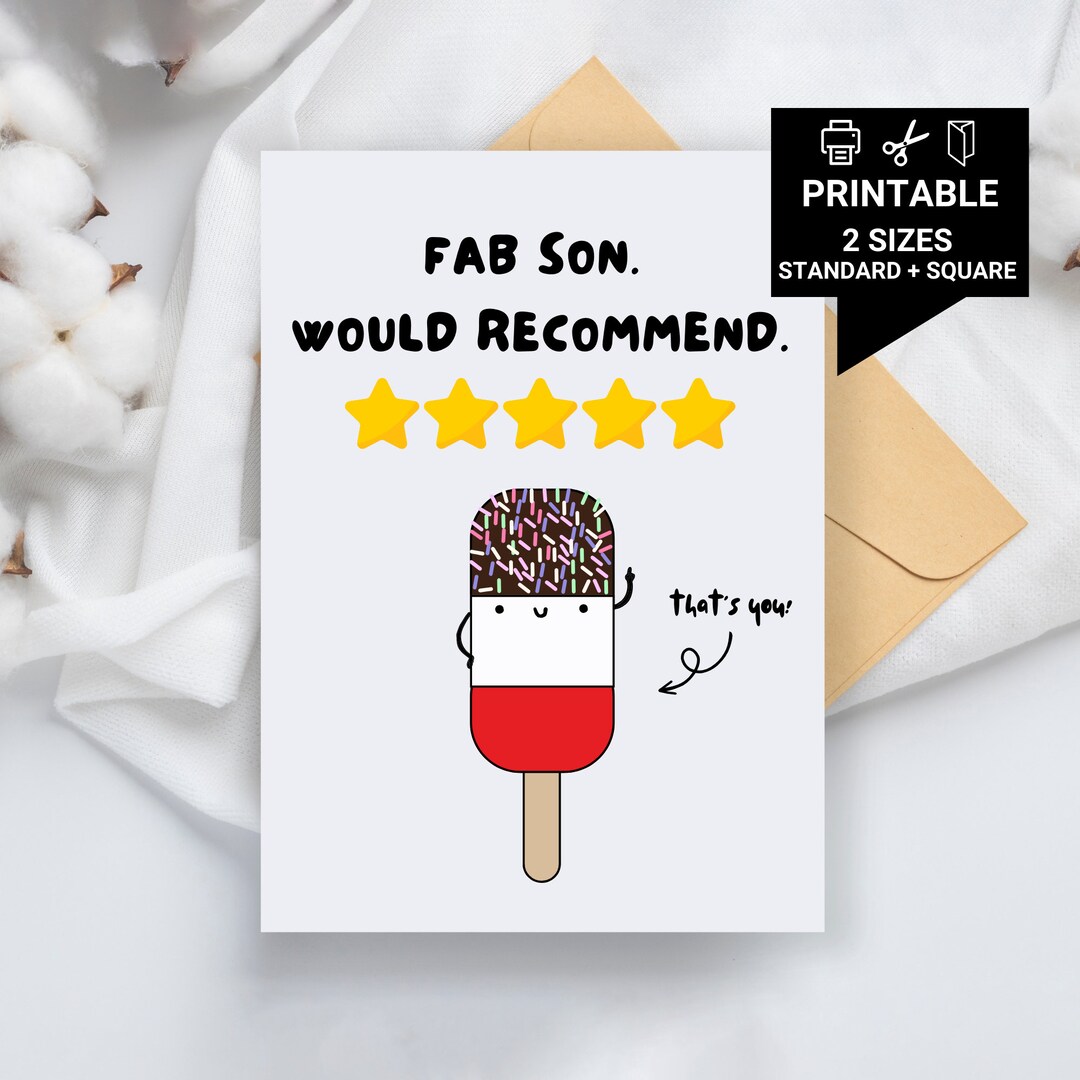 Printable Son Card, Birthday Card for Son, Funny Card for Son, Son ...