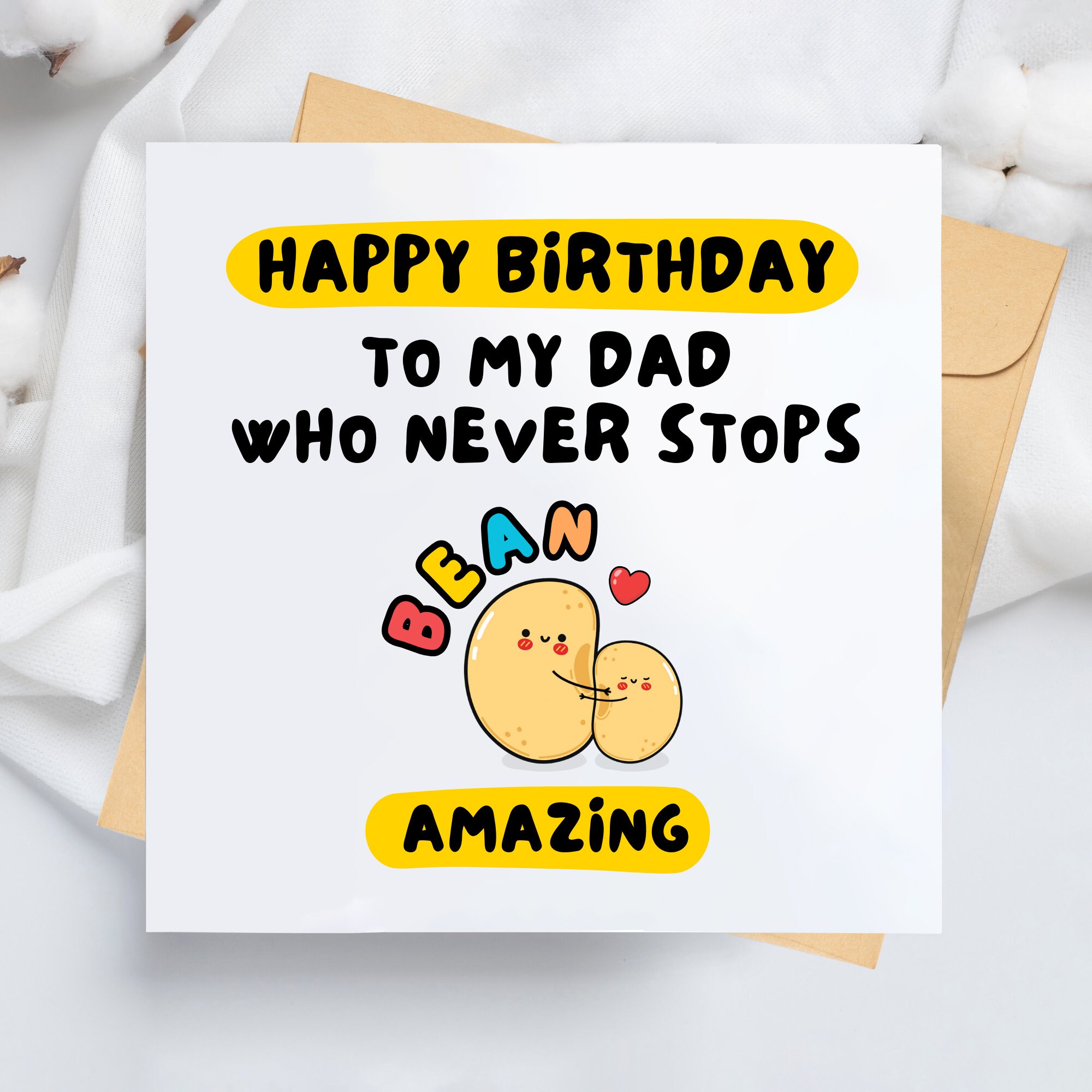 Happy Birthday to My Amazing Dad Cute Bean Card Funny Dad - Etsy