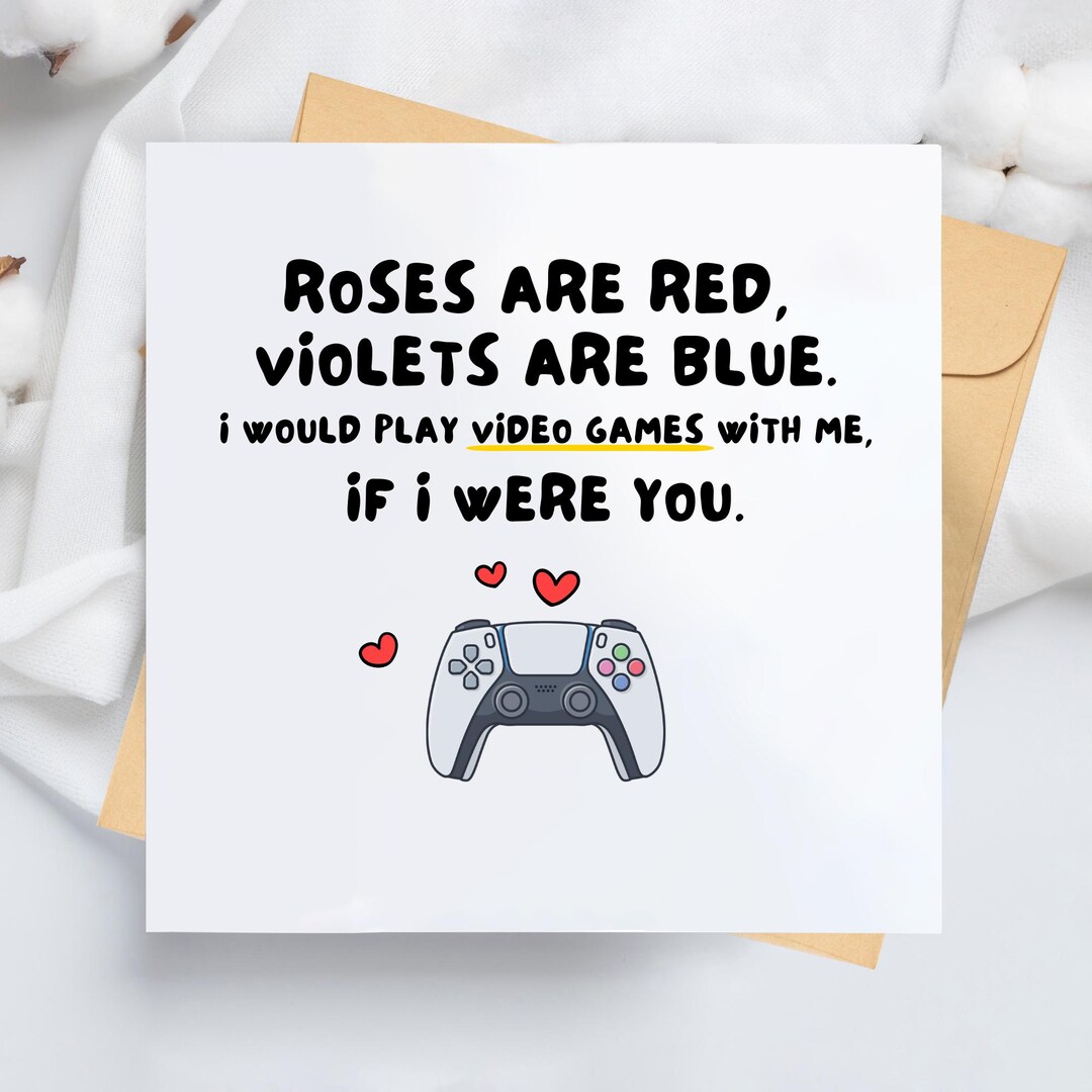 Silly Video Game Poem, Funny Birthday Card, Video Games Pun Card, Video ...