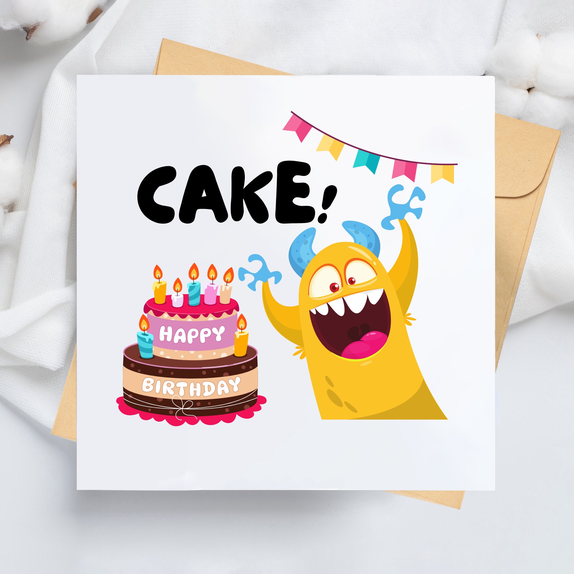 CAKE Fun Birthday Card for Kids. and Anyone Who Likes CAKE for Him, for ...