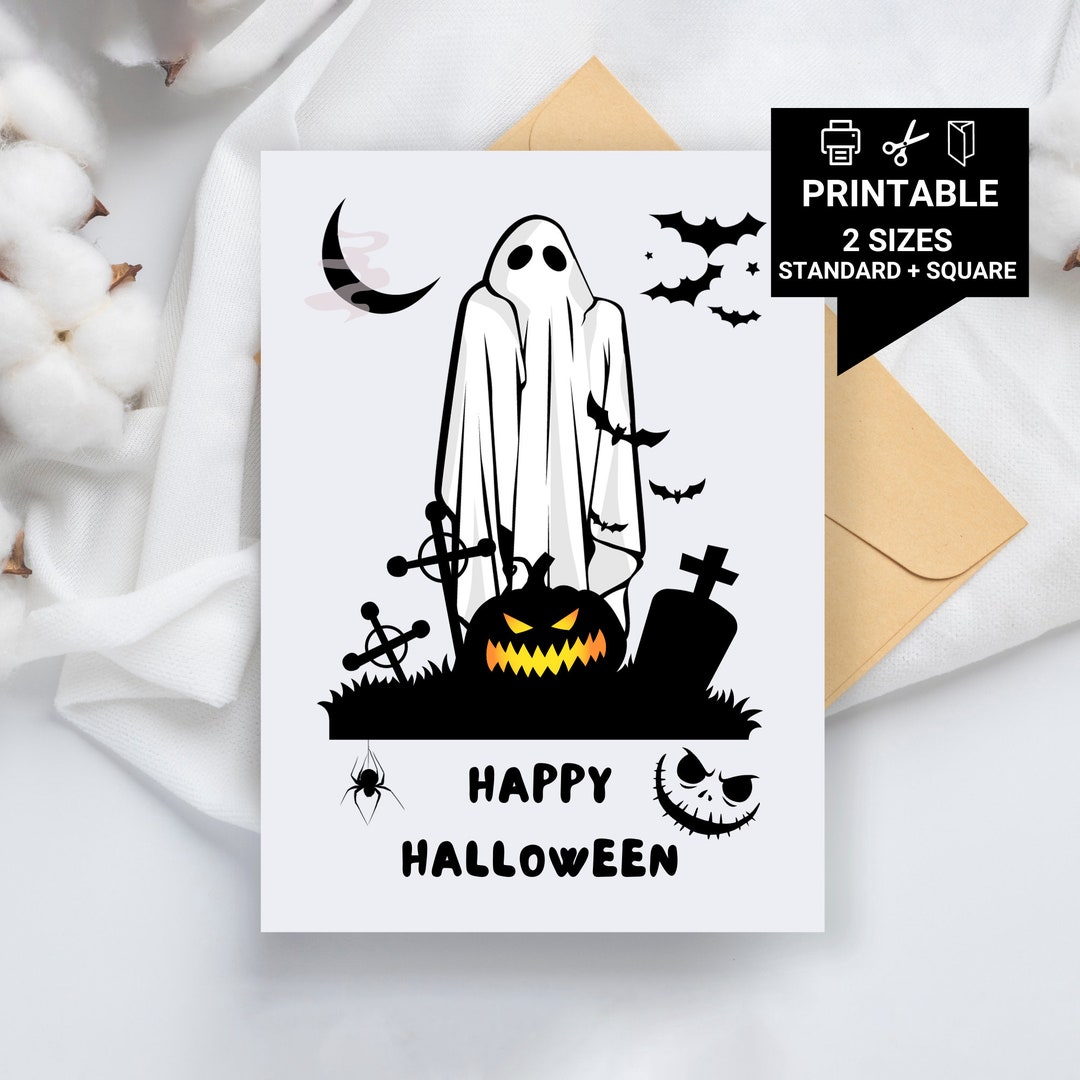 Printable Halloween Card Happy Halloween, Scary Ghost Card, Spooky ...