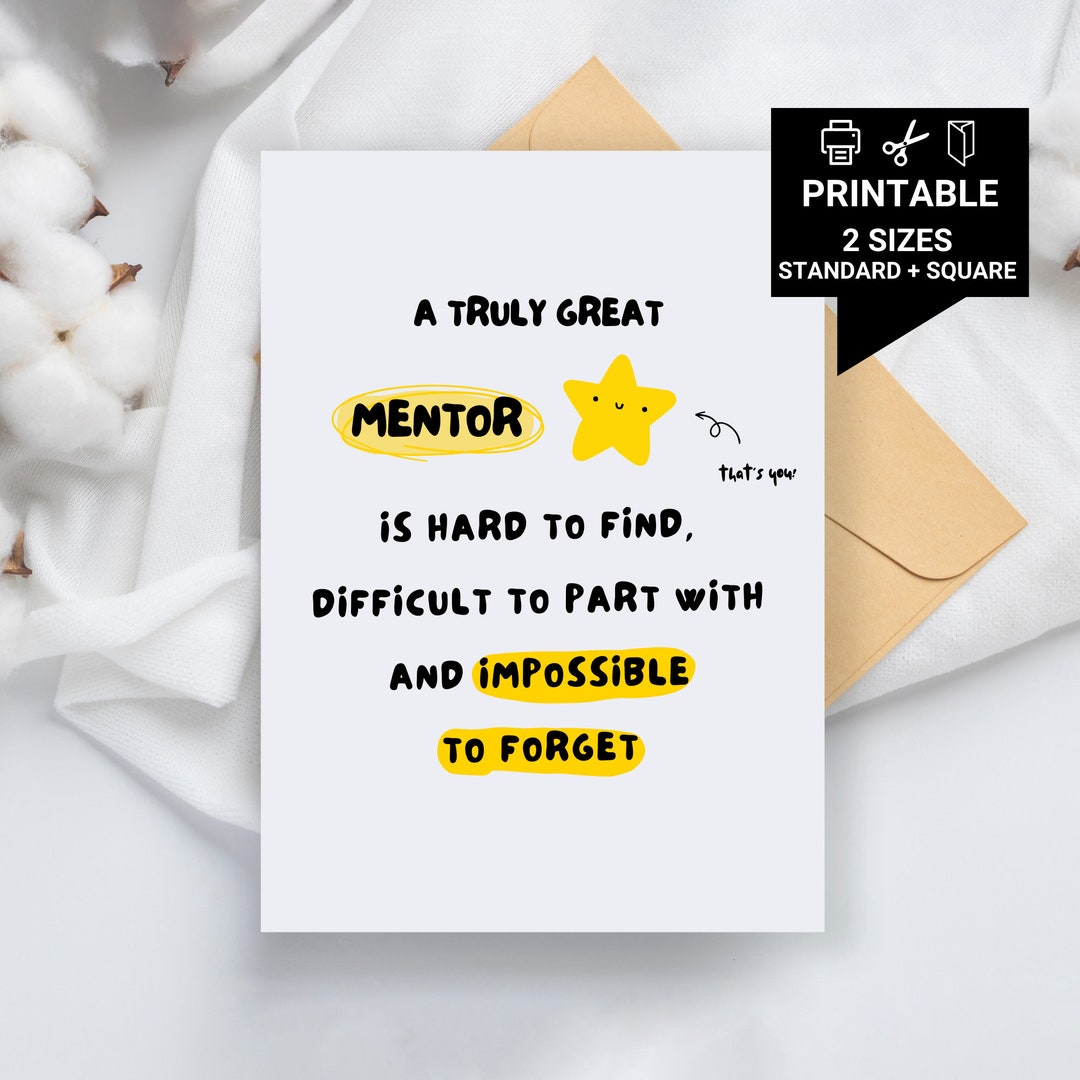 Printable Thank You Card for Mentor - Truly Great Mentor, Printable ...