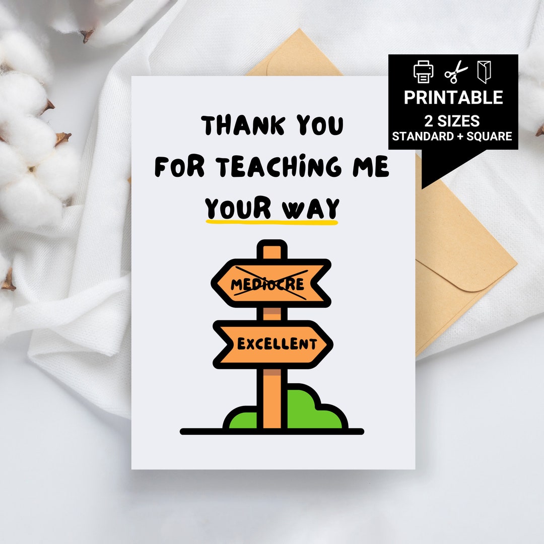 Printable Thank You for Teaching Me Your Way - Excellent Mentor ...
