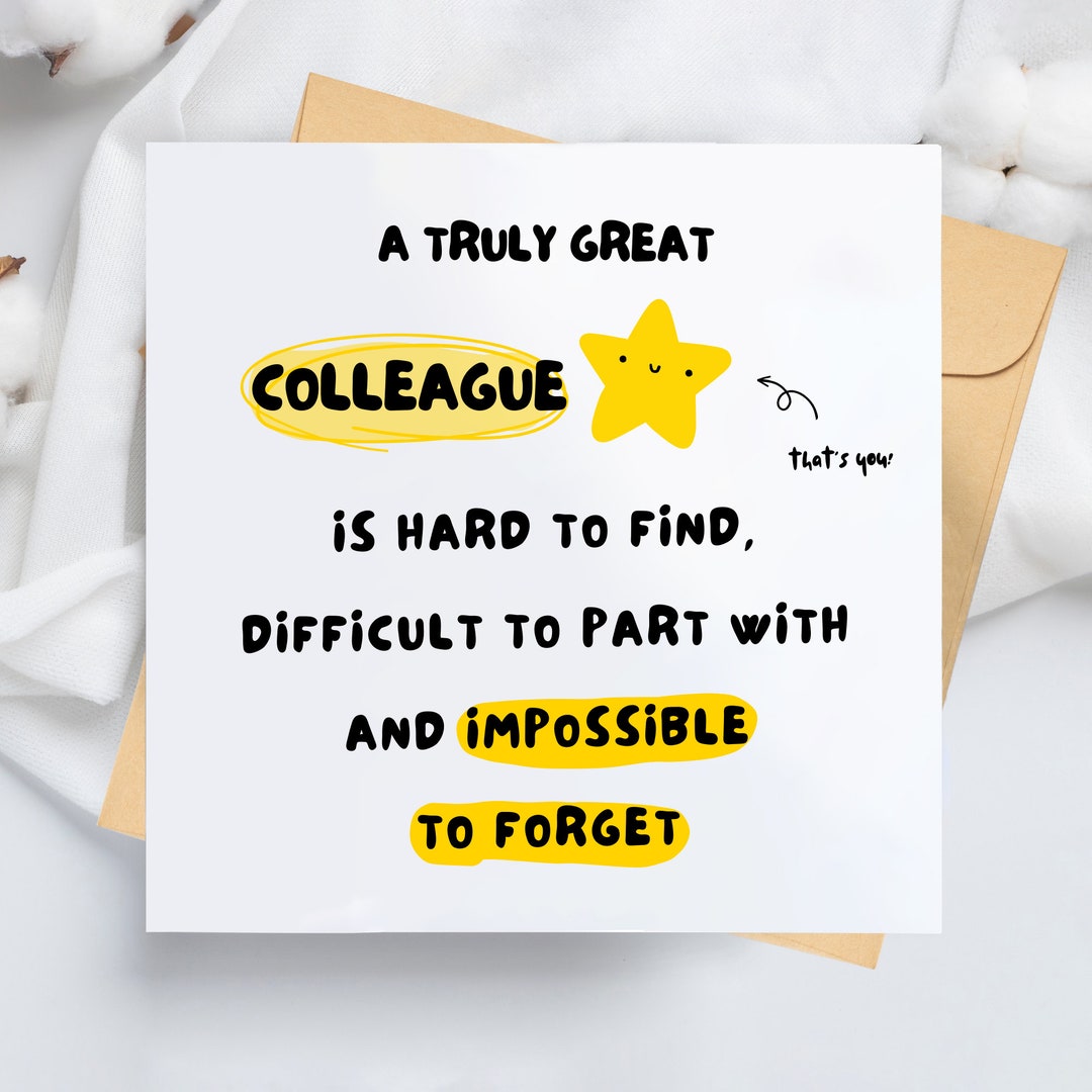 A Truly Great Colleague is Hard to Find - Thank You Card, for Work ...