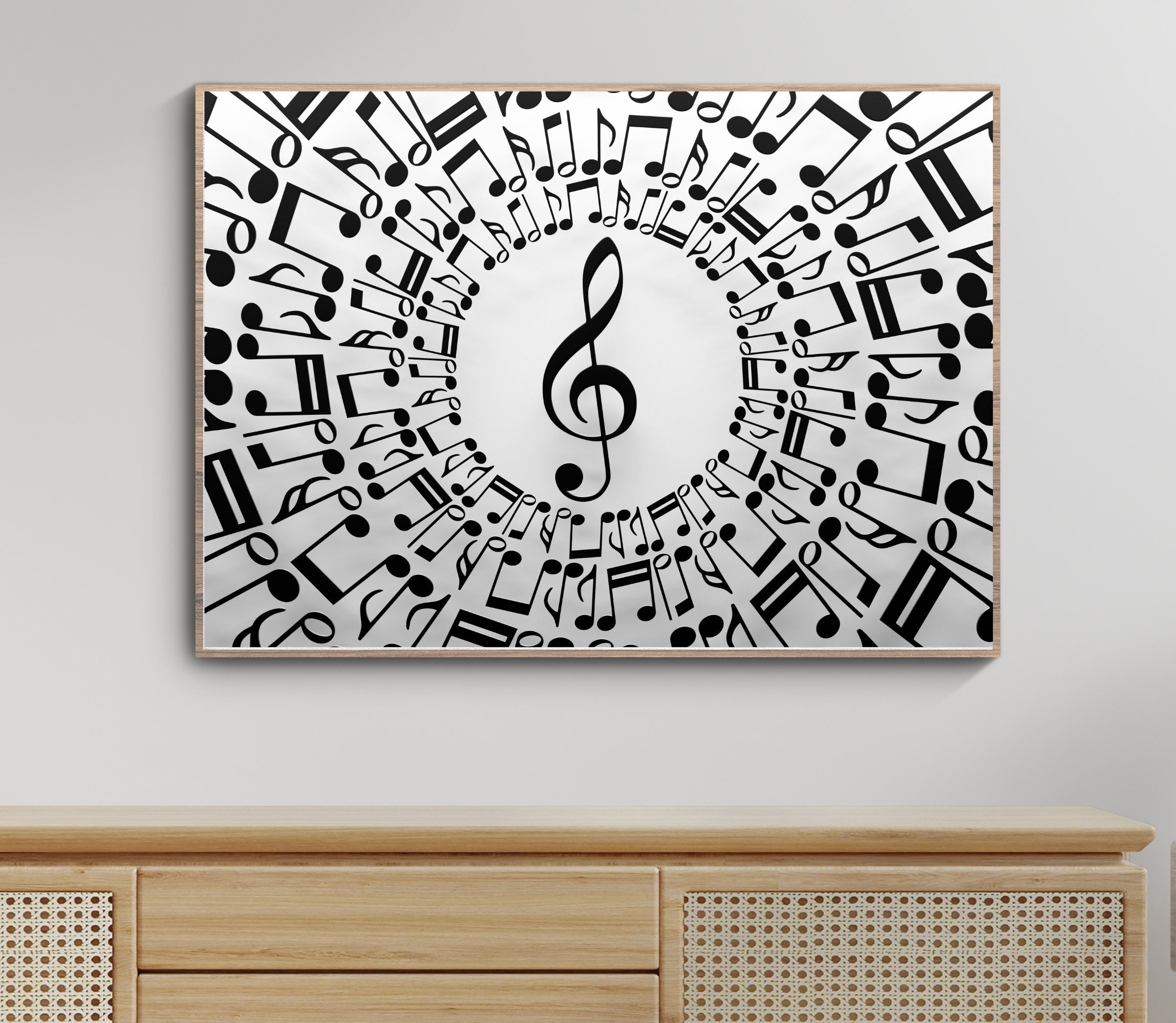 Printable Musical Notes Wall Art, Treble Clef in a Circle of Musical ...