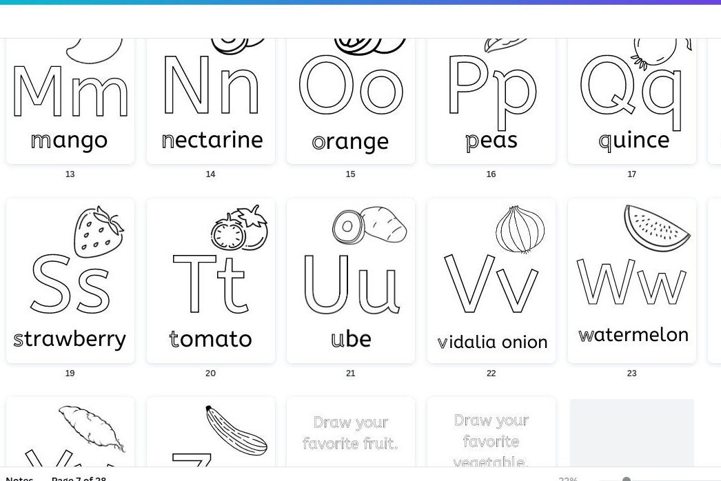 Fruits and Veggies ABC Coloring Book, ABC Activity Book, Toddler ...