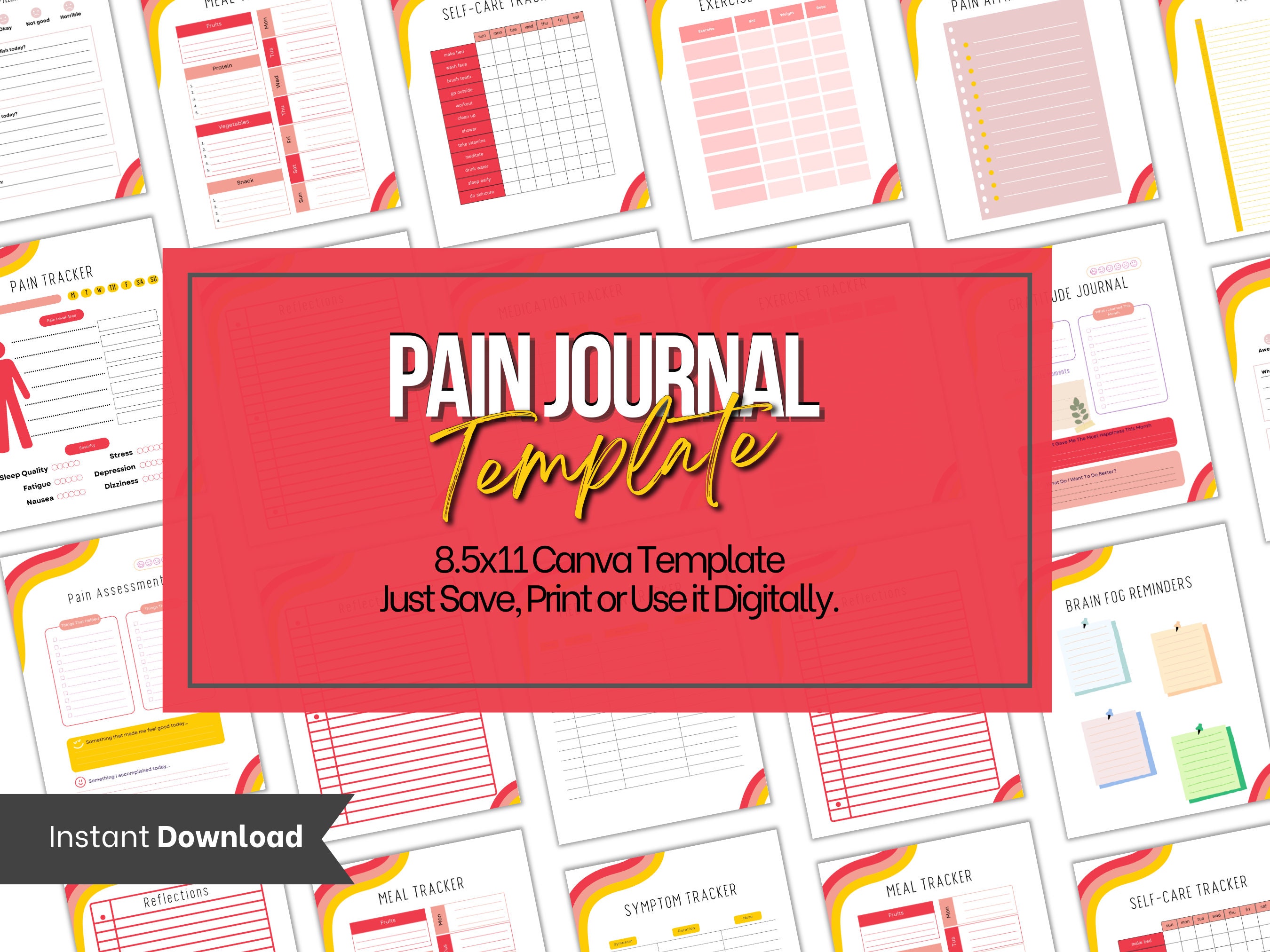 Chronic Pain Journal Template Chronic Illness Tracker Disability ...