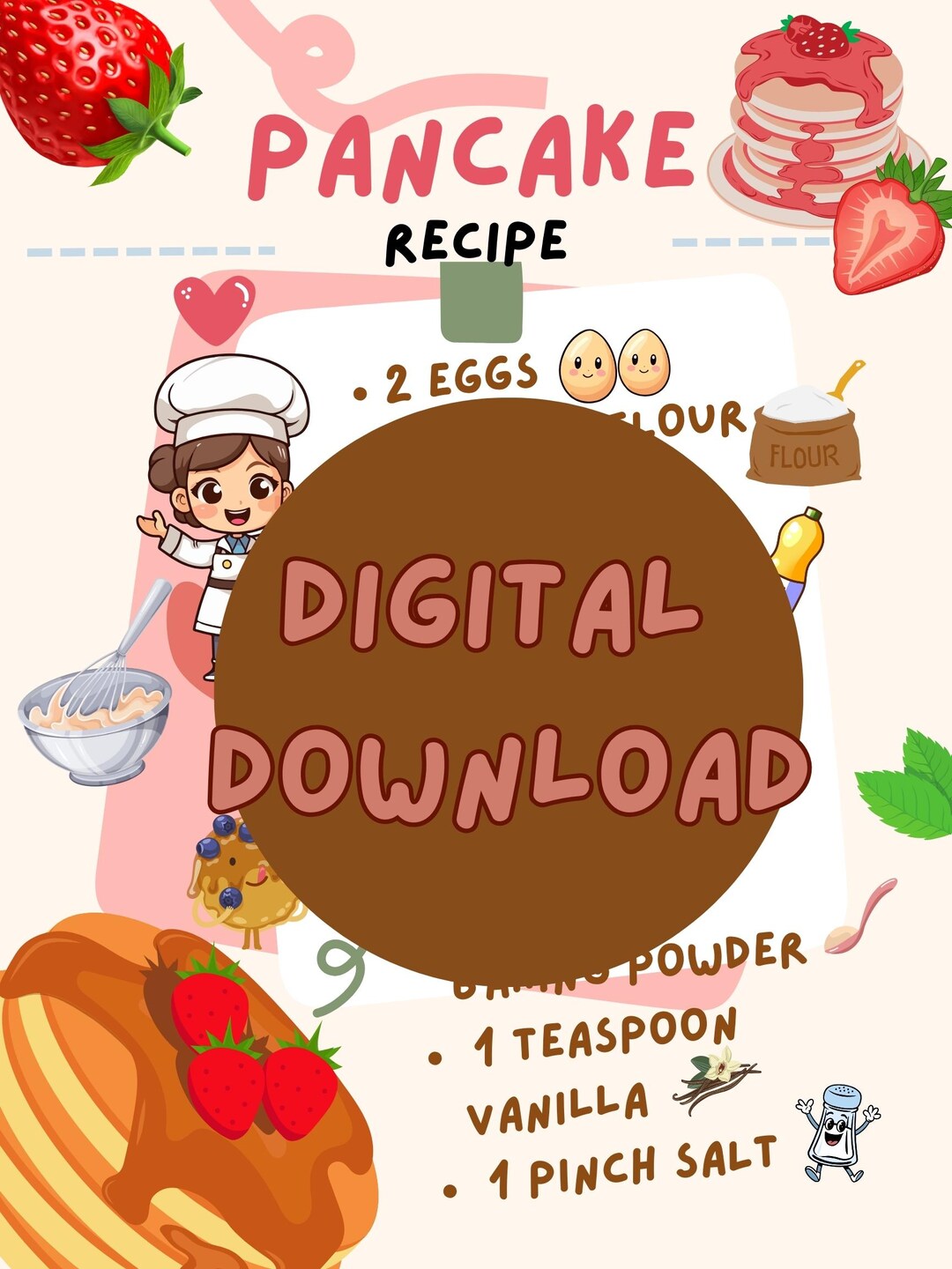 Visual Pancake Recipe for Kids | Montessori Kitchen Activity (PDF) - Etsy