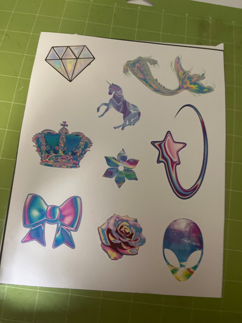 9 Holographic Vinyl Stickers for Notebooks, Scrapbooking, Laptops ...