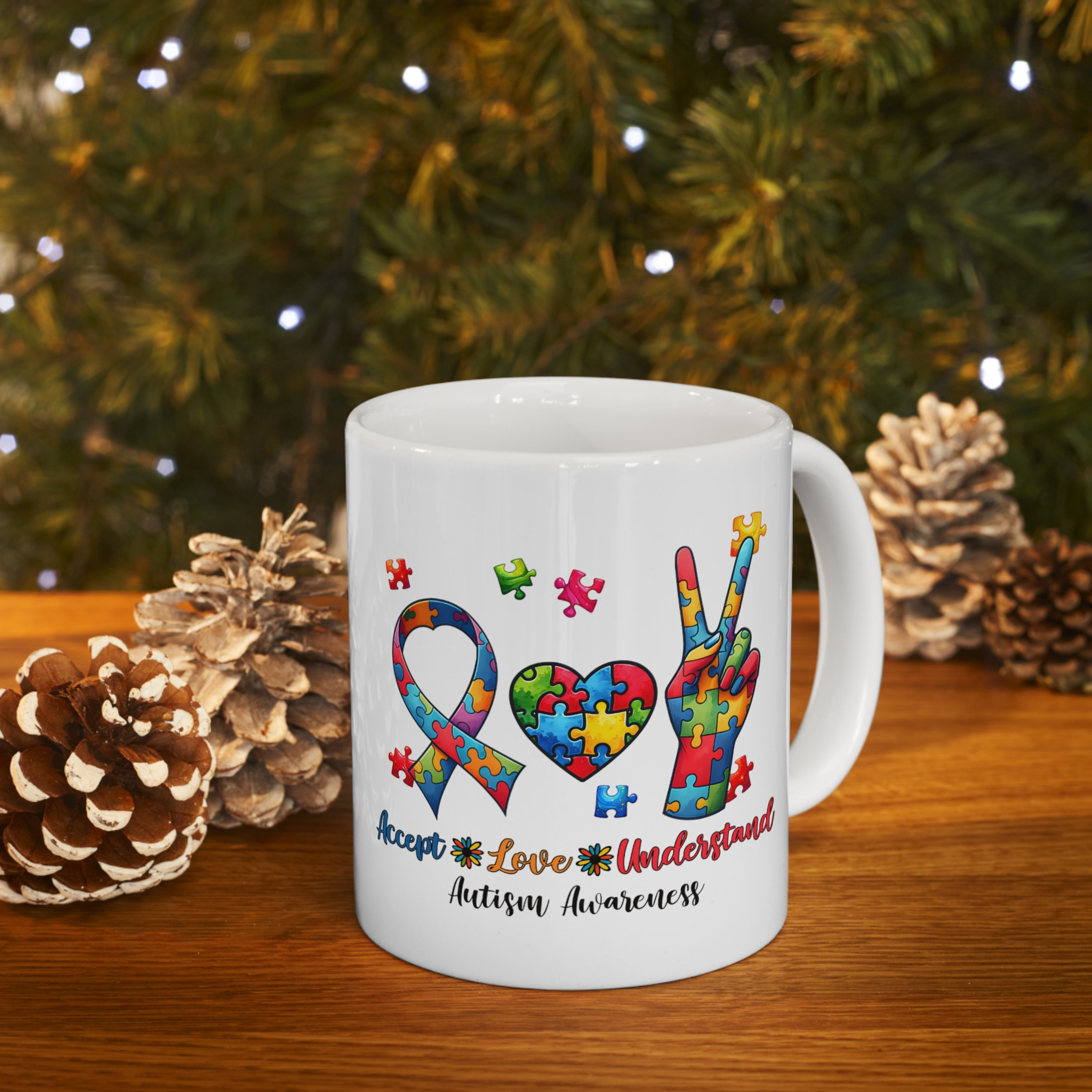 Accept, Love, and Understand Autism Awareness Ceramic Mug, Autism Gift ...