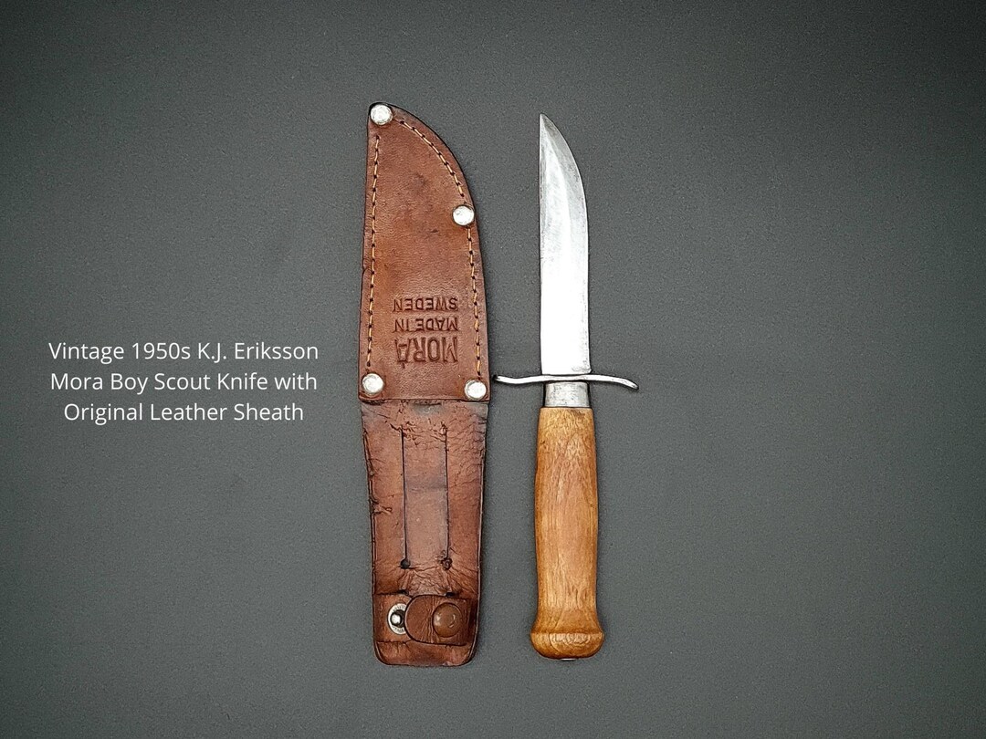 Vintage 1950s K.J. Eriksson Mora Boy Scout Knife With Original Leather ...