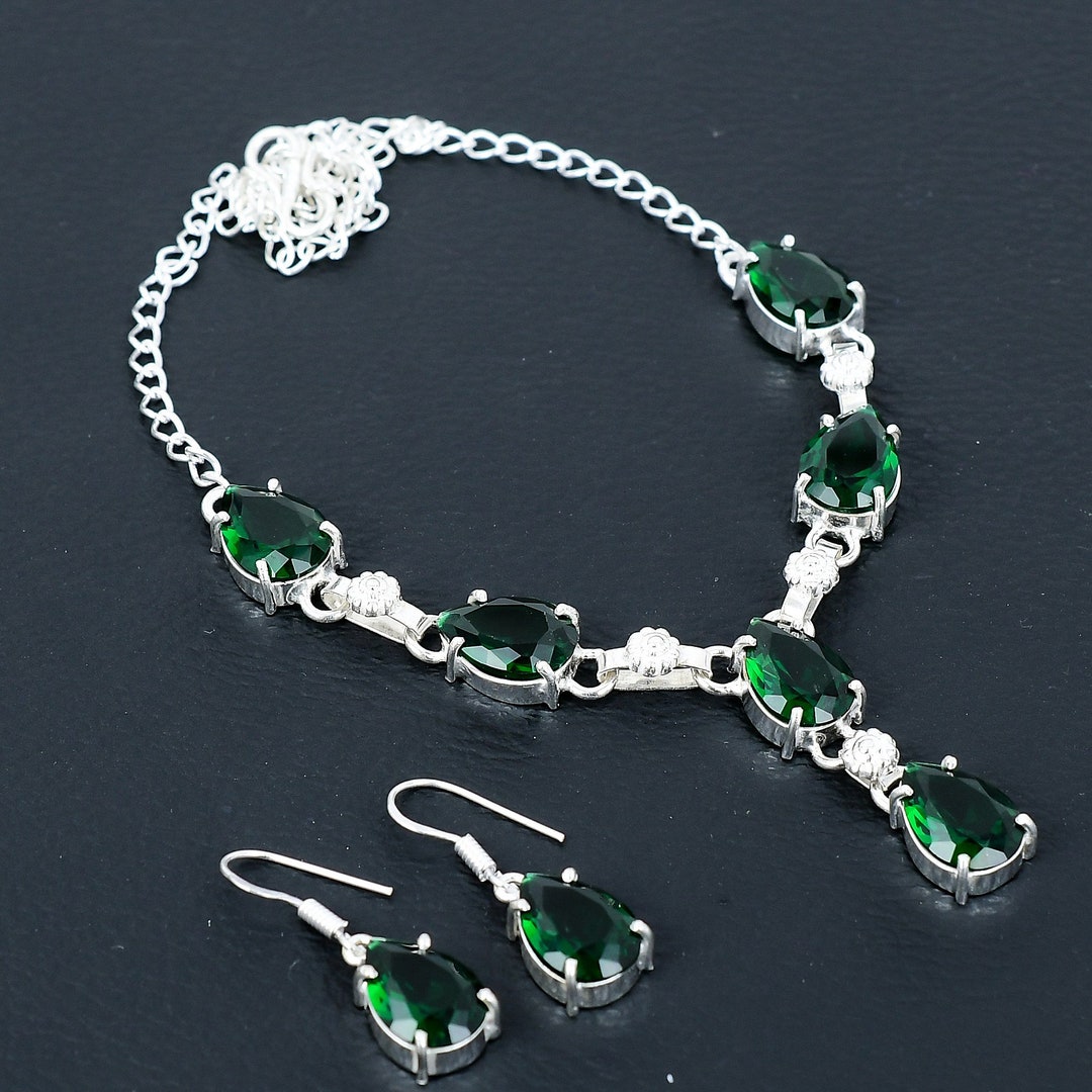 Beautiful Chrome Diopside 925 Sterling Silver Jewelry Sets Necklace ...