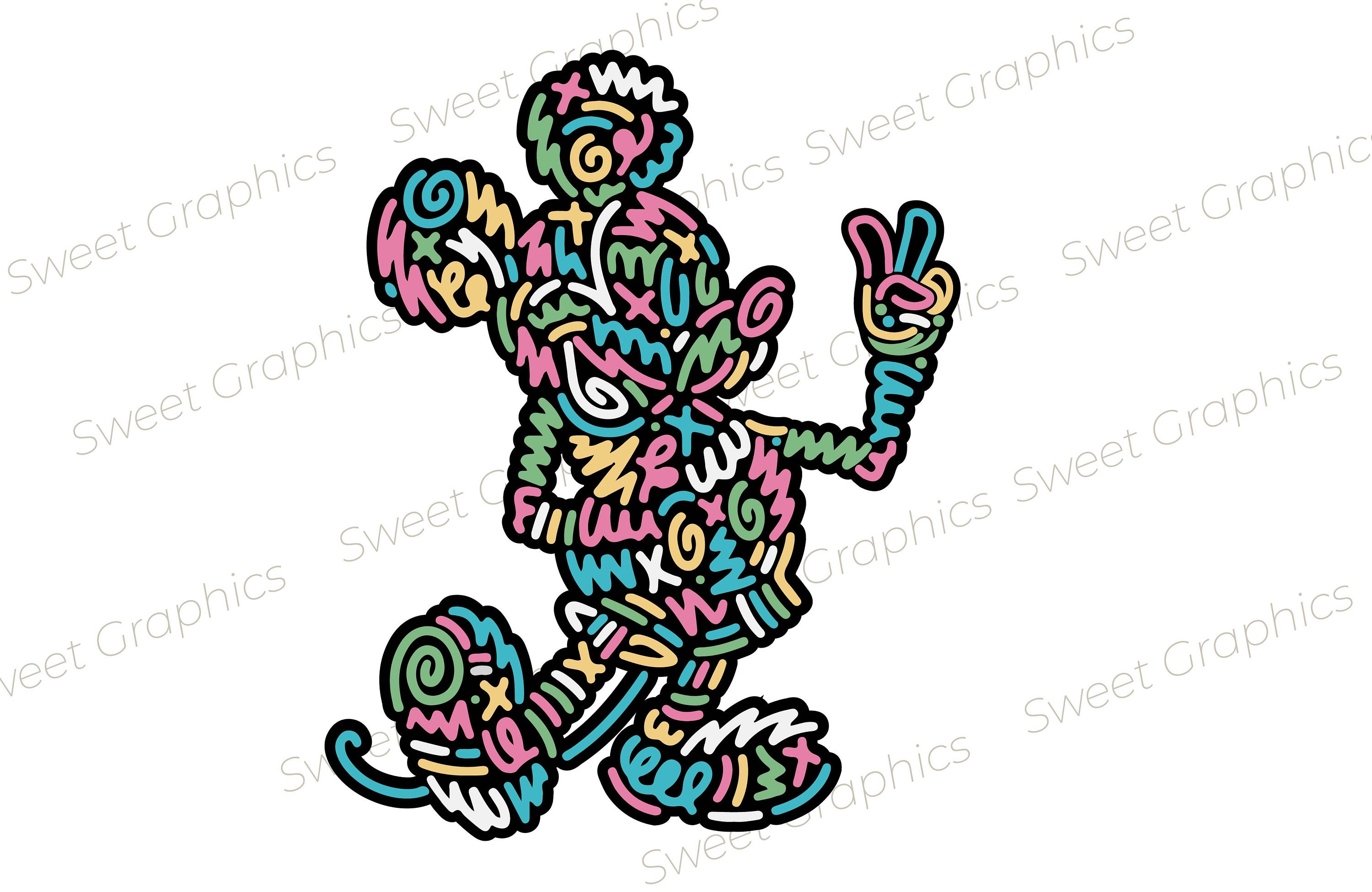 Mickey Mouse Peace Bold Svg - Etsy