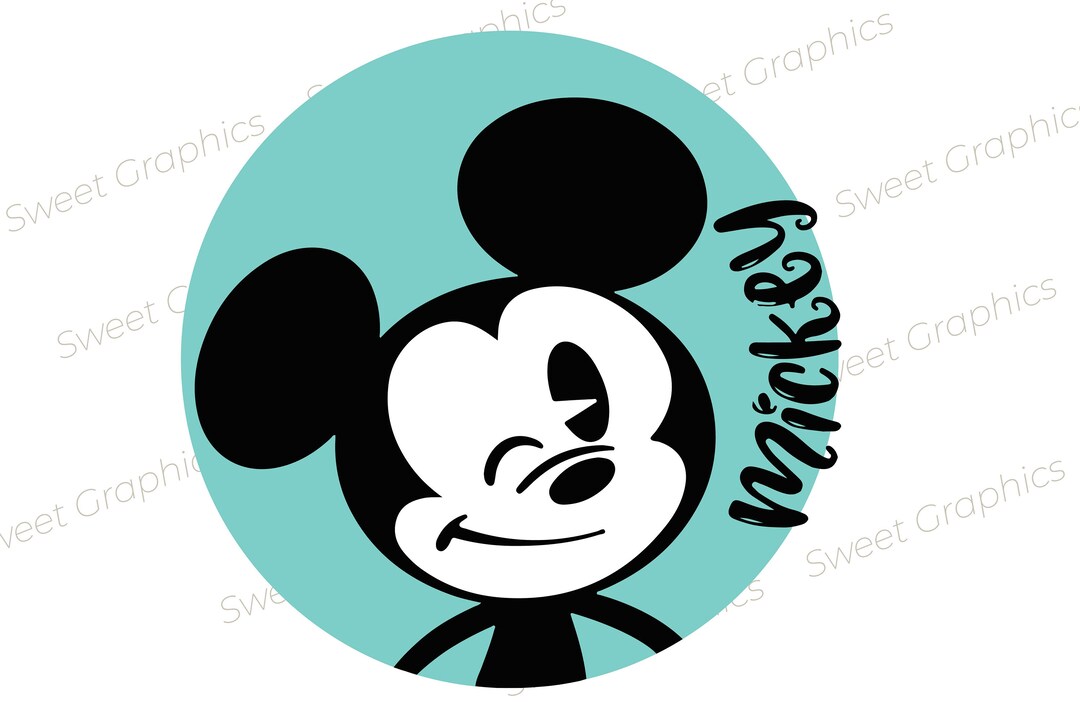 Mickey Wink Blue Svg - Etsy