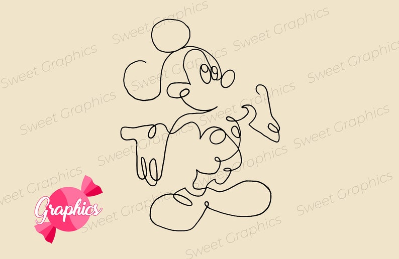Mickey Line Art Svg - Etsy