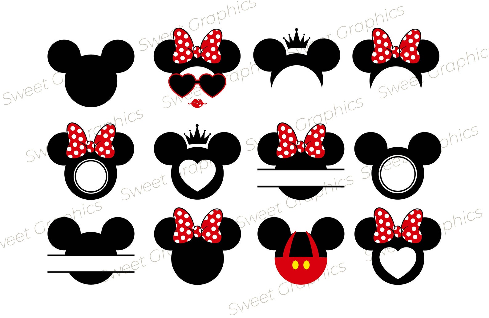 Mickey Ears Frames Bundle Svg - Etsy