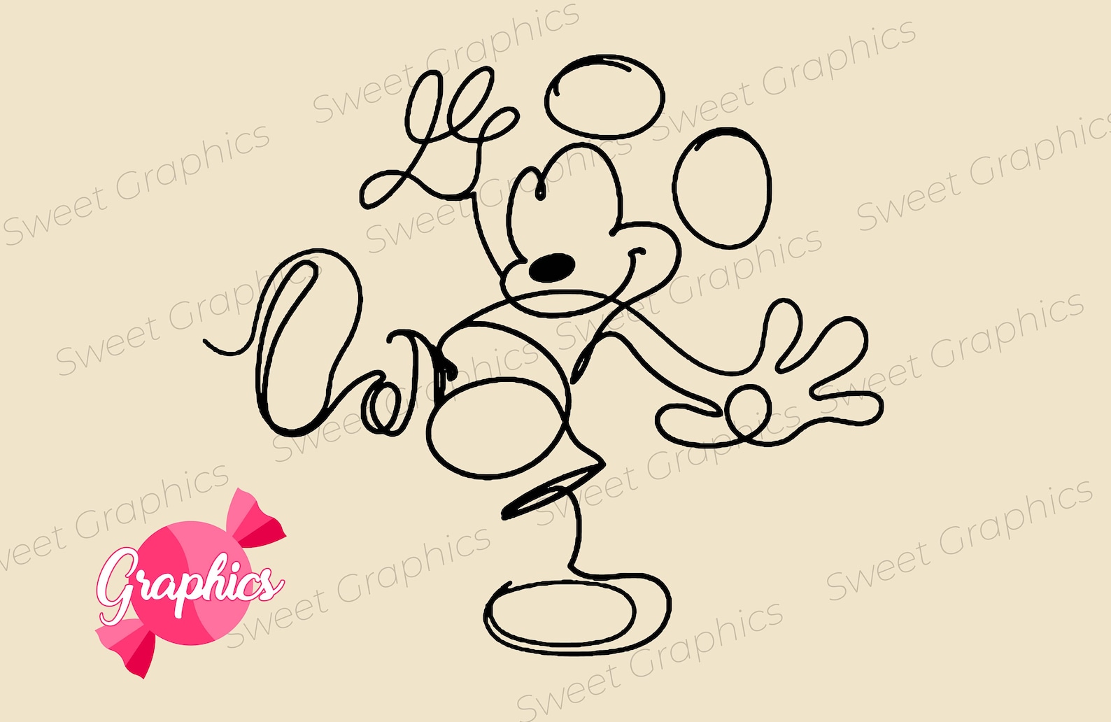 Mickey Line Art Svg - Etsy