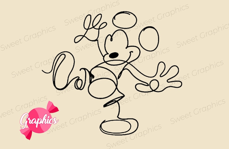Mickey Line Art Svg - Etsy