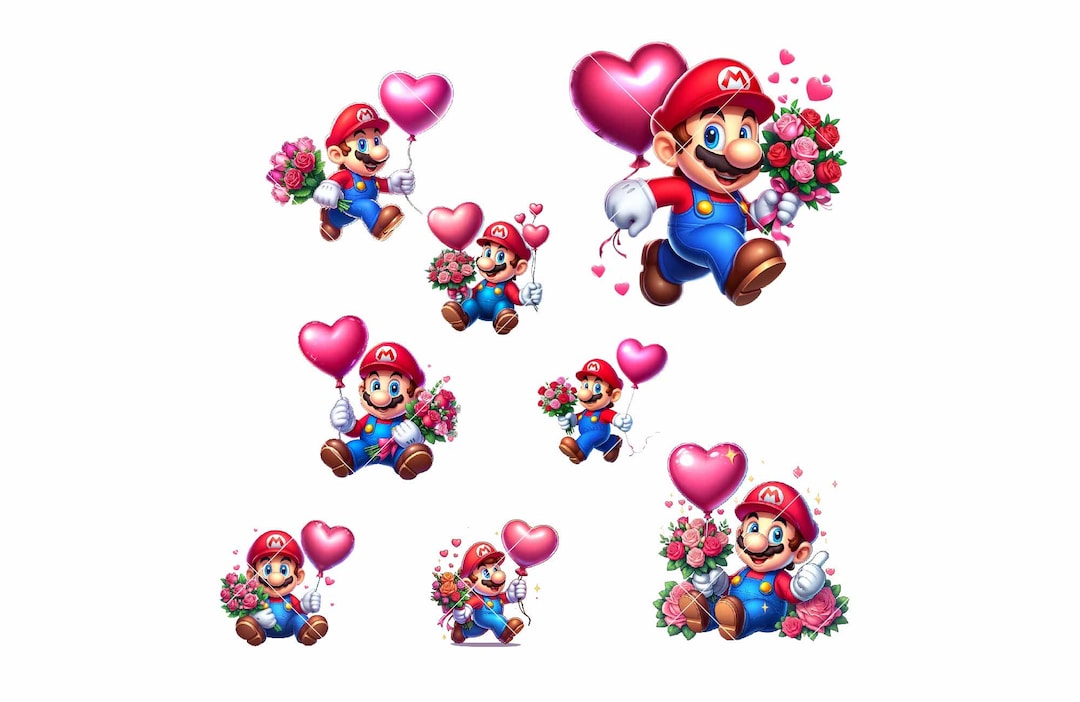 Cute Mario Love PNG Bundle | 8 HD Super Mario Love PNG Images | Heart ...