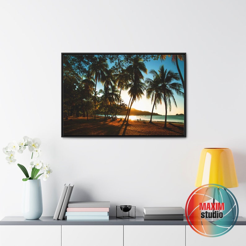 Beautiful Sunset With Palm Trees on Costa Rica Beach Canvas by MXNY ...