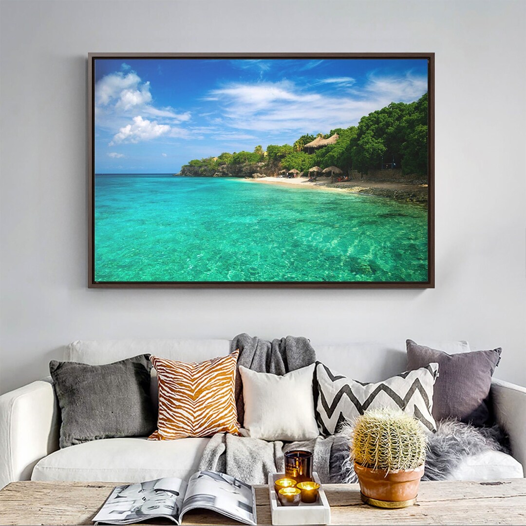 Caribbean Beautiful Island Beach Curacao Canvas Wall Home Office Decor ...