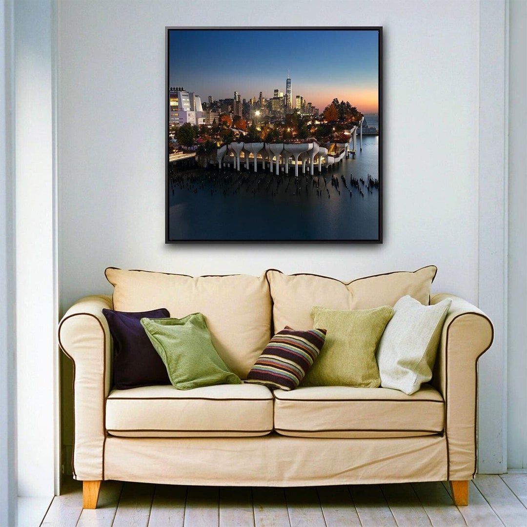 New York City Skyline Sunset Aerial View Poster Lower Manhattan Canvas ...