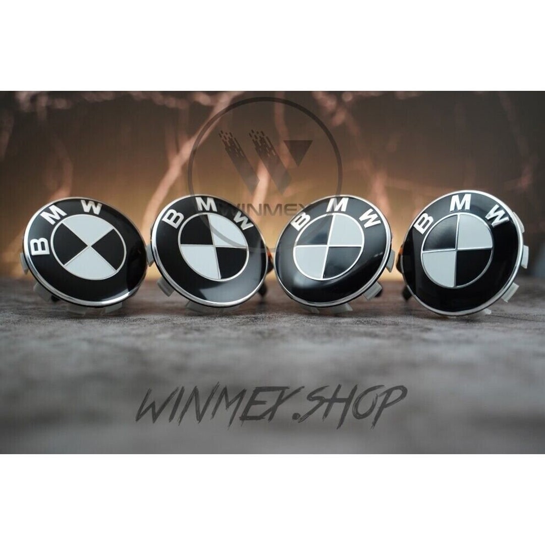 Original BMW Black & White Center Hub Alloy Wheel Caps 68mm Set of 4 ...