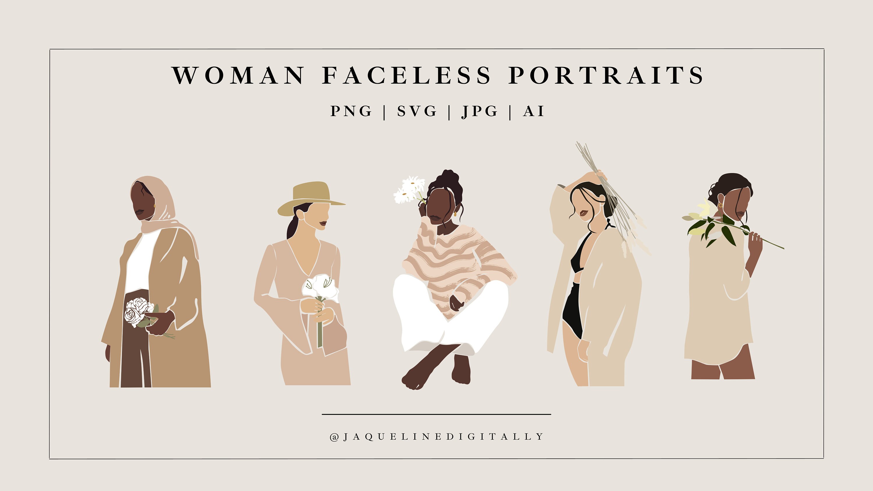 Woman Faceless Portraits Svg, Minimal Svg, Aesthetic Svg, Cut File ...